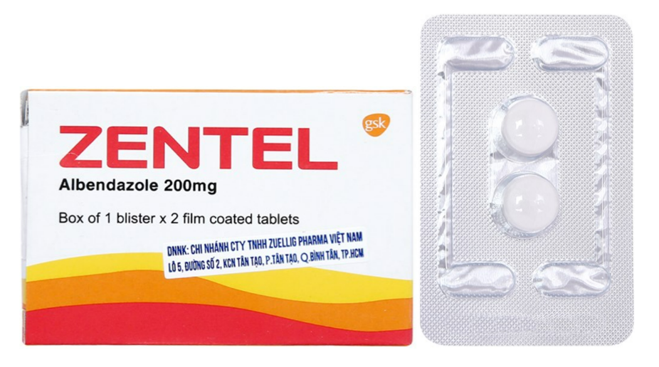 Thuốc uống tẩy giun, sán - Zentel (Albendazole)