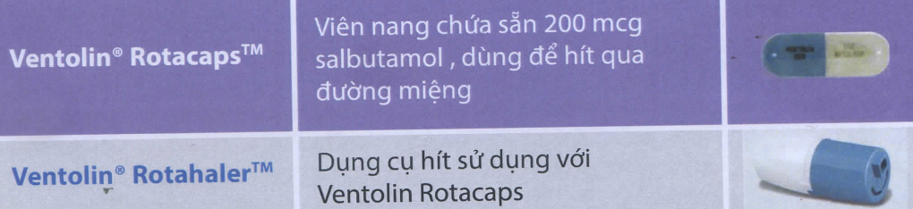 Thuốc bột hít giãn phế quản - Ventolin Rotacaps (Salbutamol)