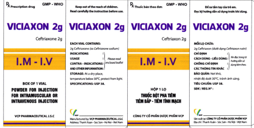 Hướng dẫn sử dụng thuốc kháng sinh - Viciaxon (Ceftriaxon)