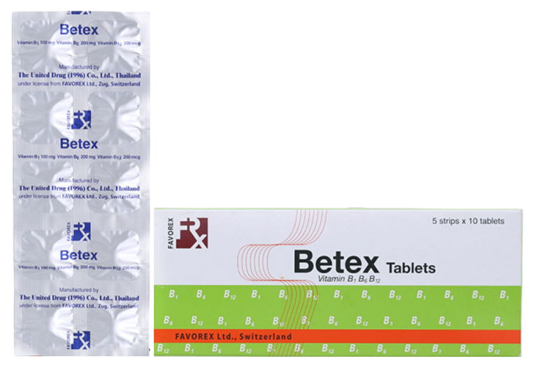Thuốc bổ sung vitamin B1, B6, B12 - Betex Tablets
